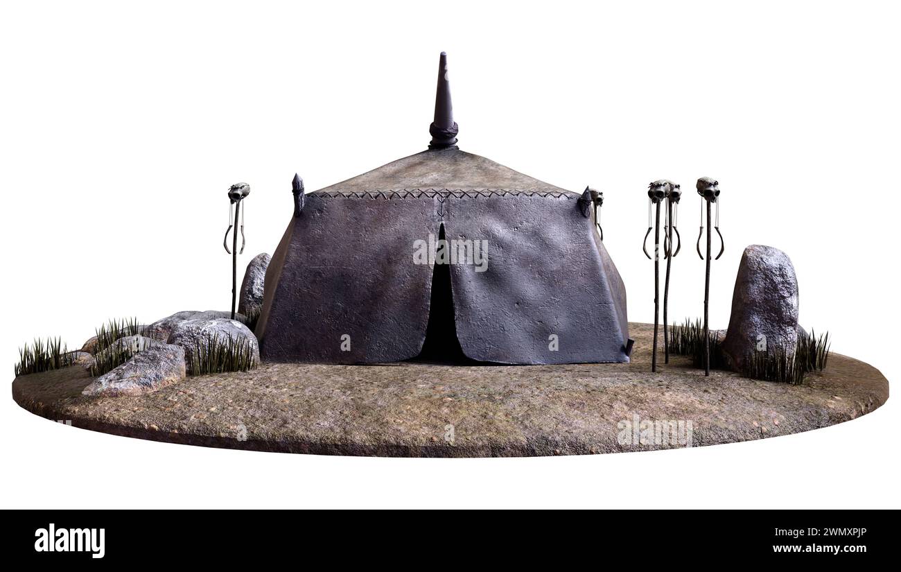 3D rendering of a fantasy hut isolated on white background Stock Photo ...