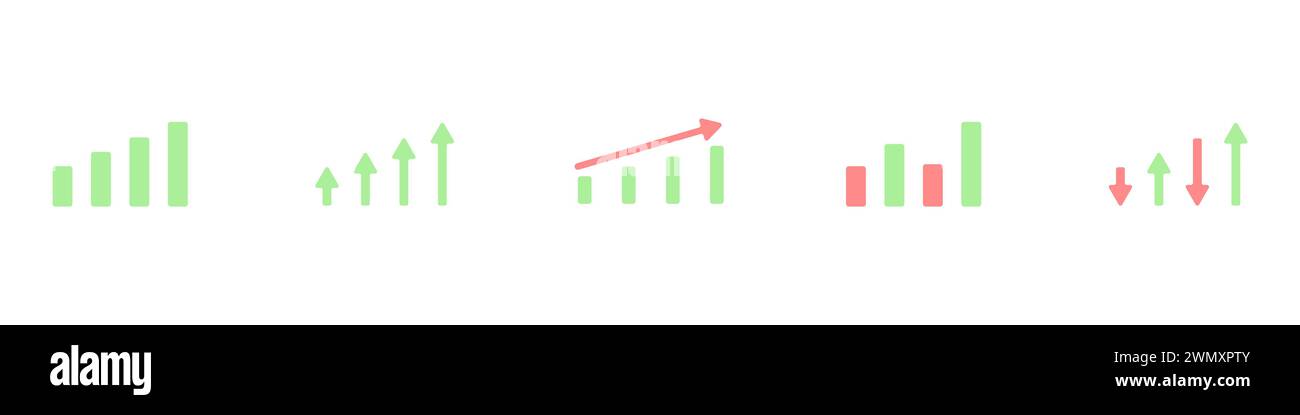 Growing graph. Graph up and down vector. Accounting diagrams. Vector ...