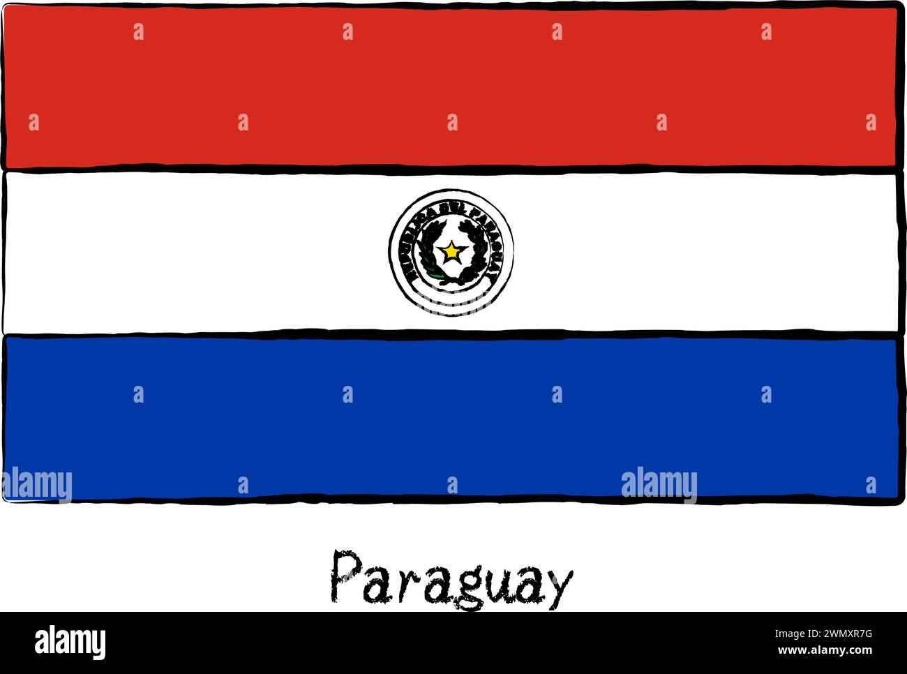 Analog hand-drawn world flag, Paraguay, Vector Illustration Stock ...