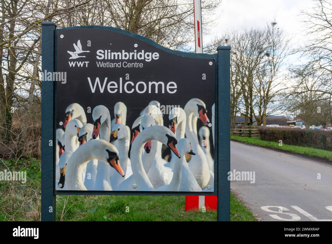 WWT Slimbridge Wetland Centre welcome sign, Gloucestershire wildlife ...