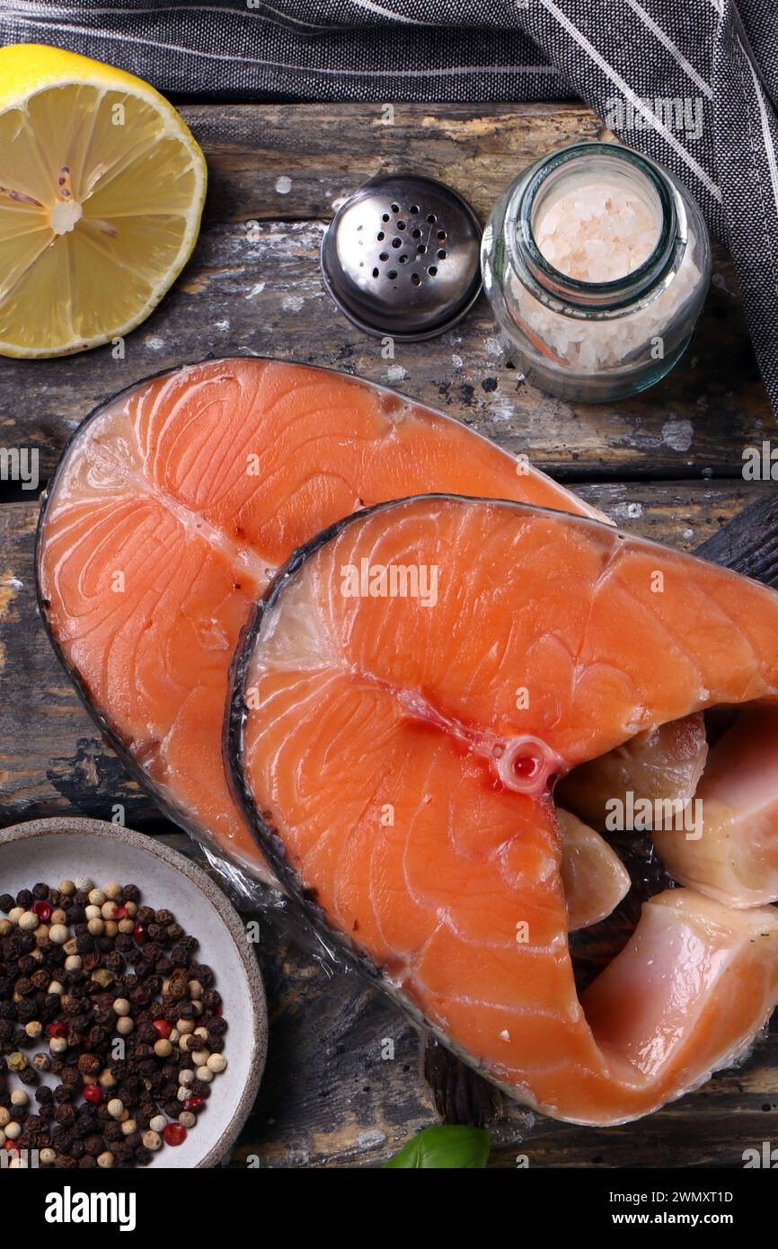 fresh raw red fish salmon trout for healthy eating Stock Photo - Alamy