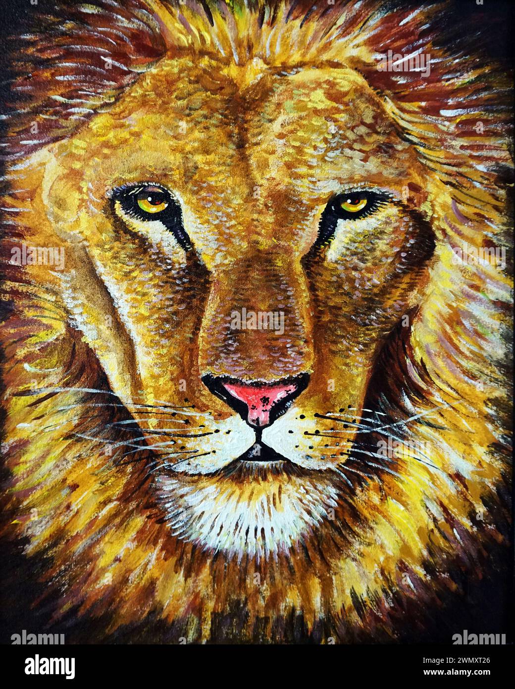 Art painting Fine art Oil color lion in Safari Stock Photo - Alamy