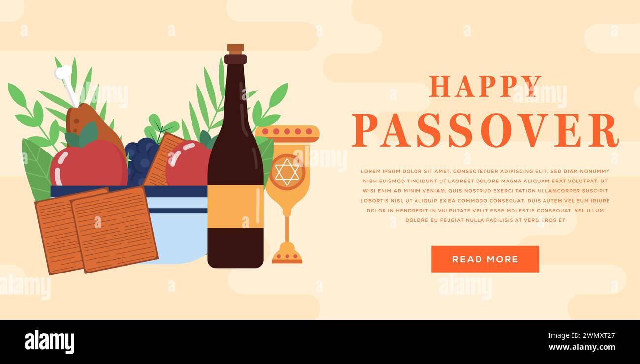 flat happy passover horizontal banner illustration vector design Stock ...