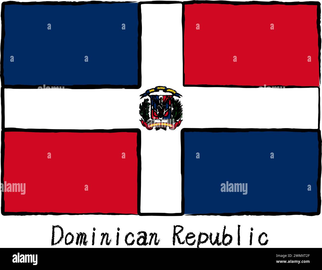 Analog hand-drawn world flag, Dominican Republic, Vector Illustration ...