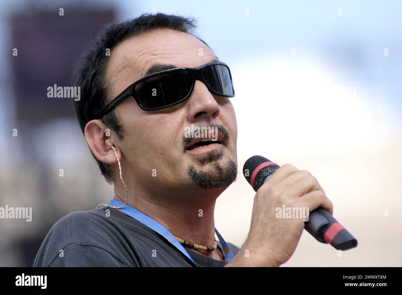 Verona Italy 07/09/2002: Pino Mango, Italian singer,during rehearsals ...