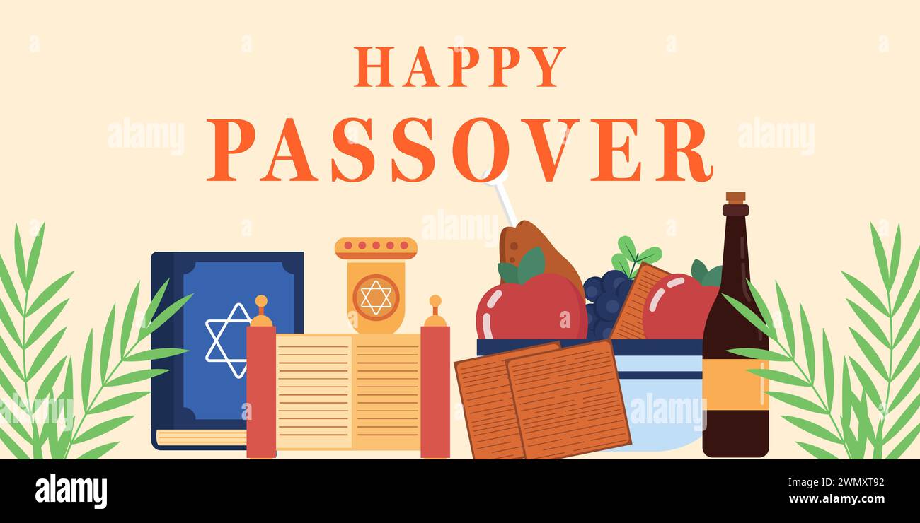 happy passover horizontal banner illustration vector design Stock ...