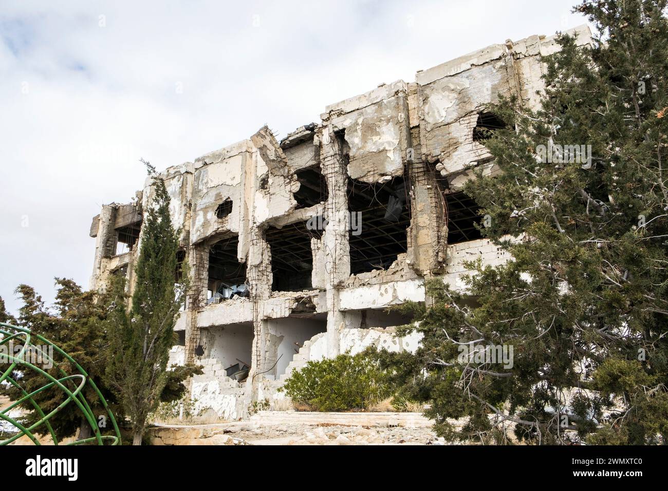 Syria, Ma'lula. Maaloula, Ruins of Safir Hotel bombed out in civil war ...
