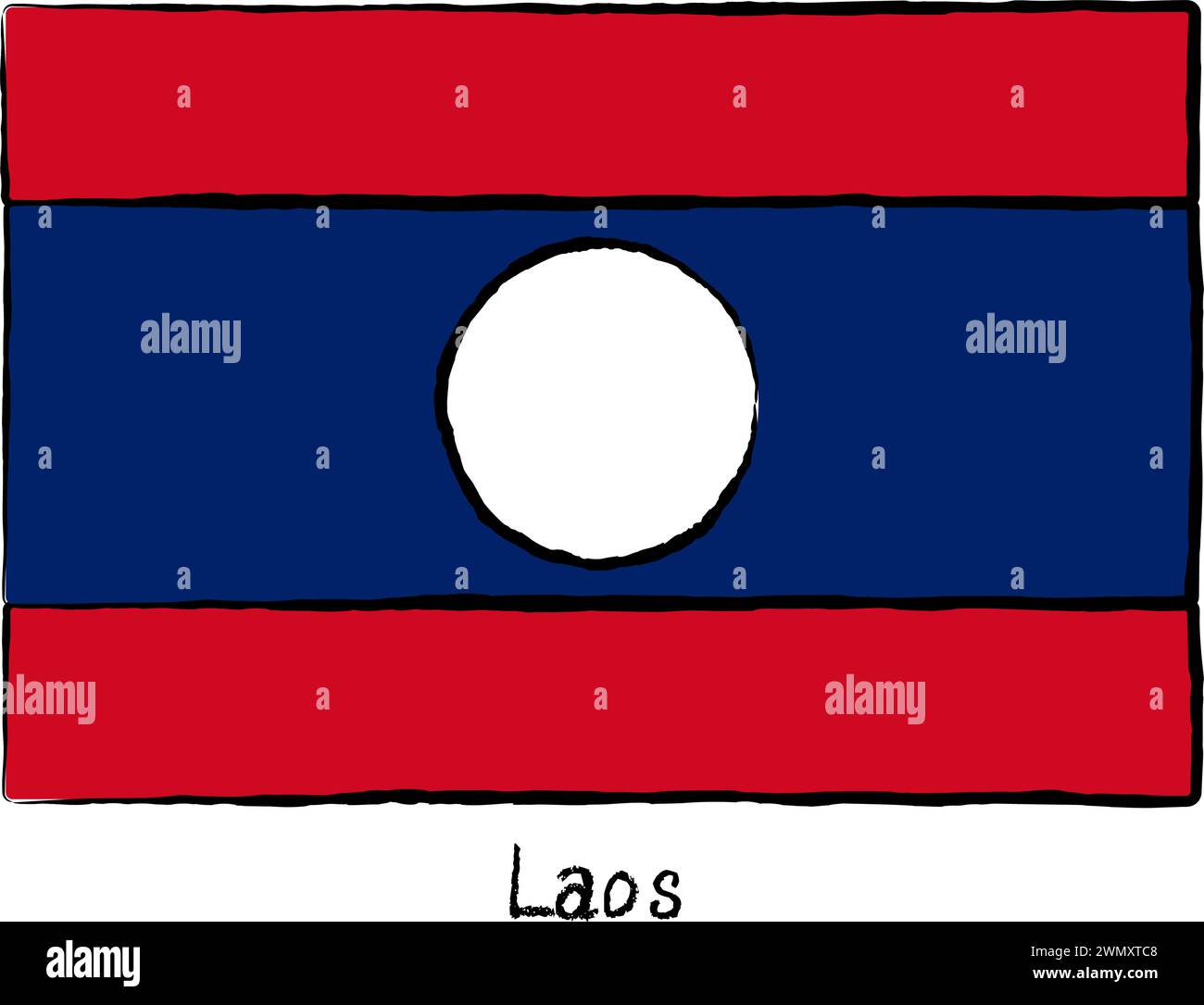 Analog hand-drawn world flag, Laos, Vector Illustration Stock Vector ...