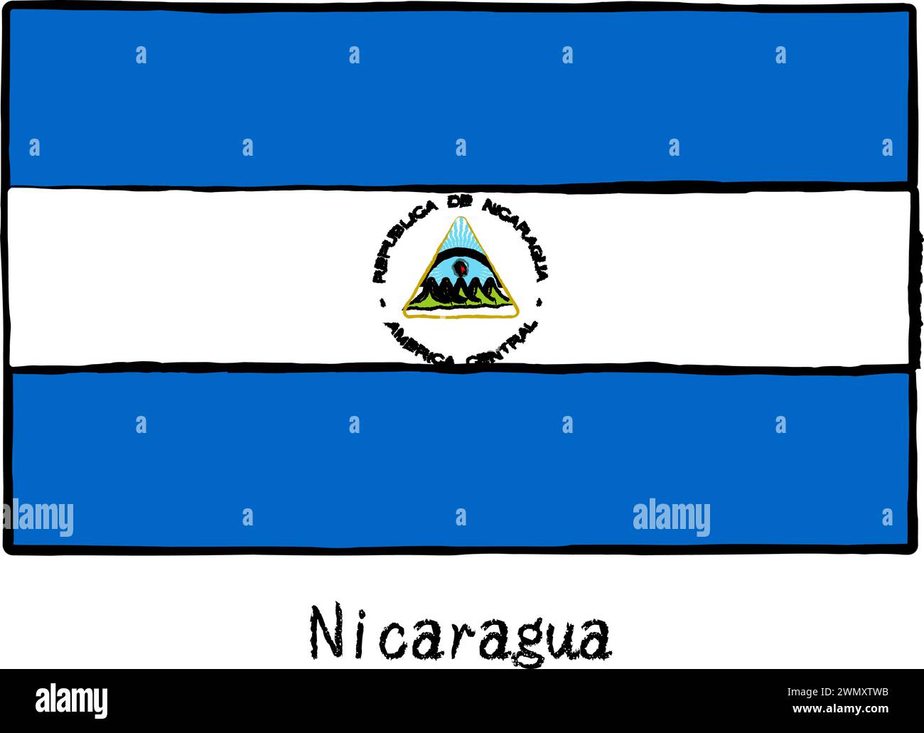 Analog hand-drawn world flag, Nicaragua, Vector Illustration Stock ...