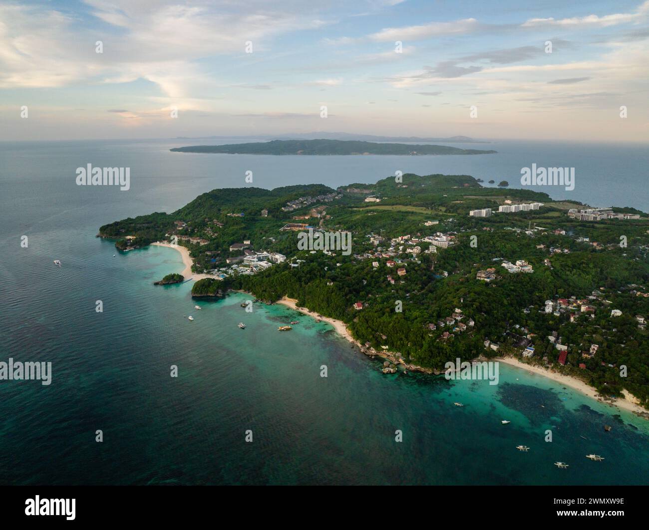 Boracay white sand beaches and clear turquoise water. Philippines Stock ...
