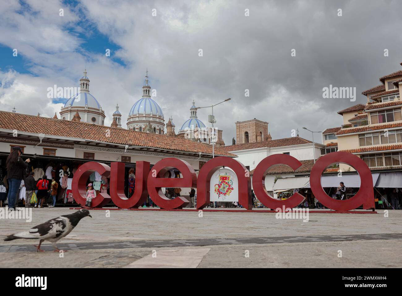 Cuenca, Ecuador - April 01, 2023: Plaza San Francisco with the letters ...