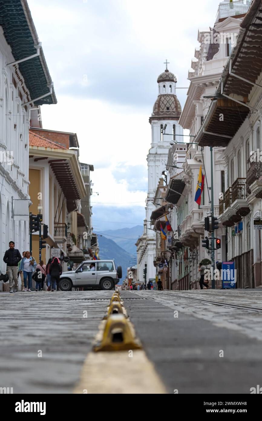Cuenca, Ecuador - April 01, 2023: Cuenca city street life on the Gran ...