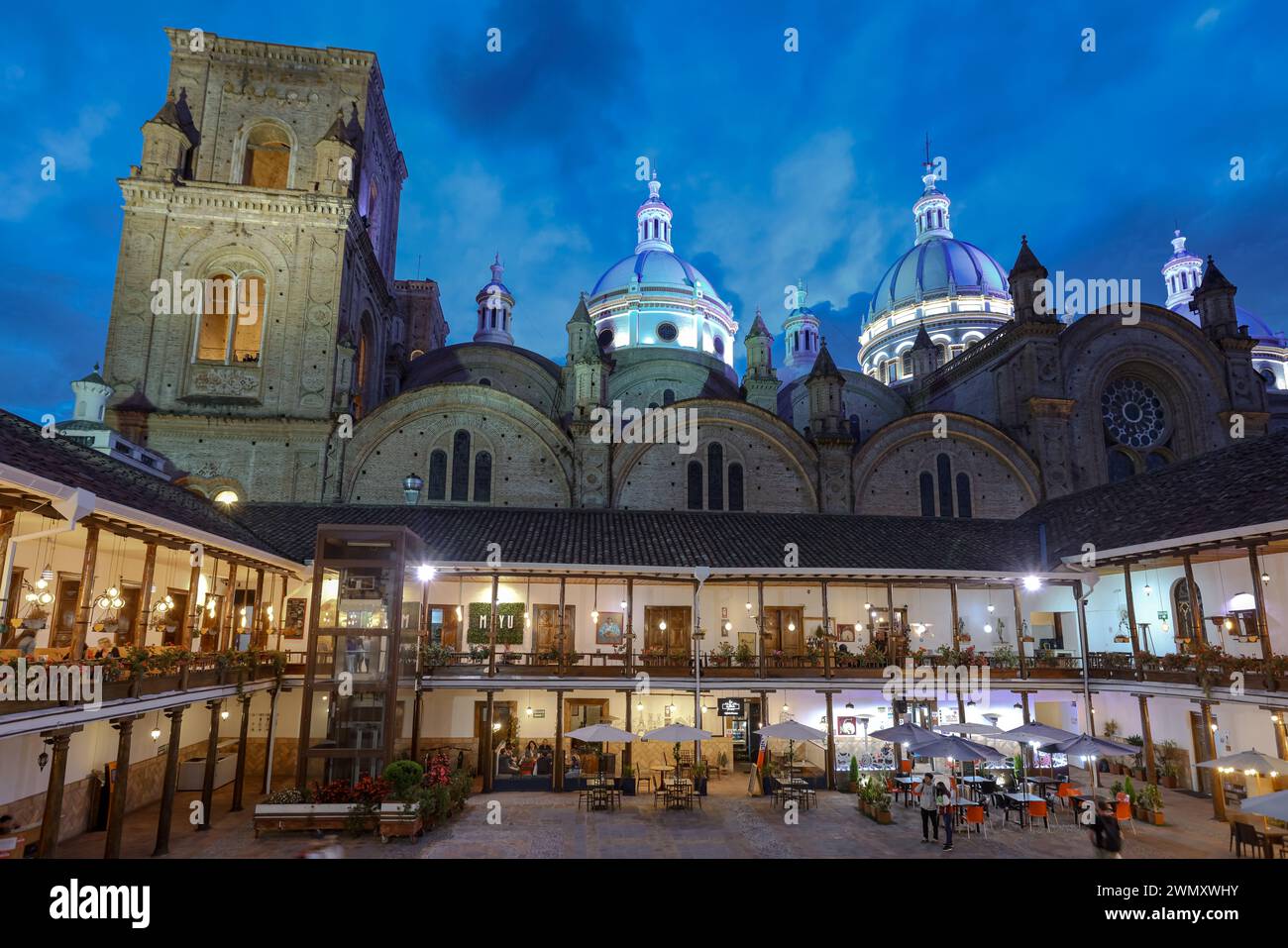 Cuenca, Ecuador - April 01, 2023: Beautiful blue domes on top of the ...