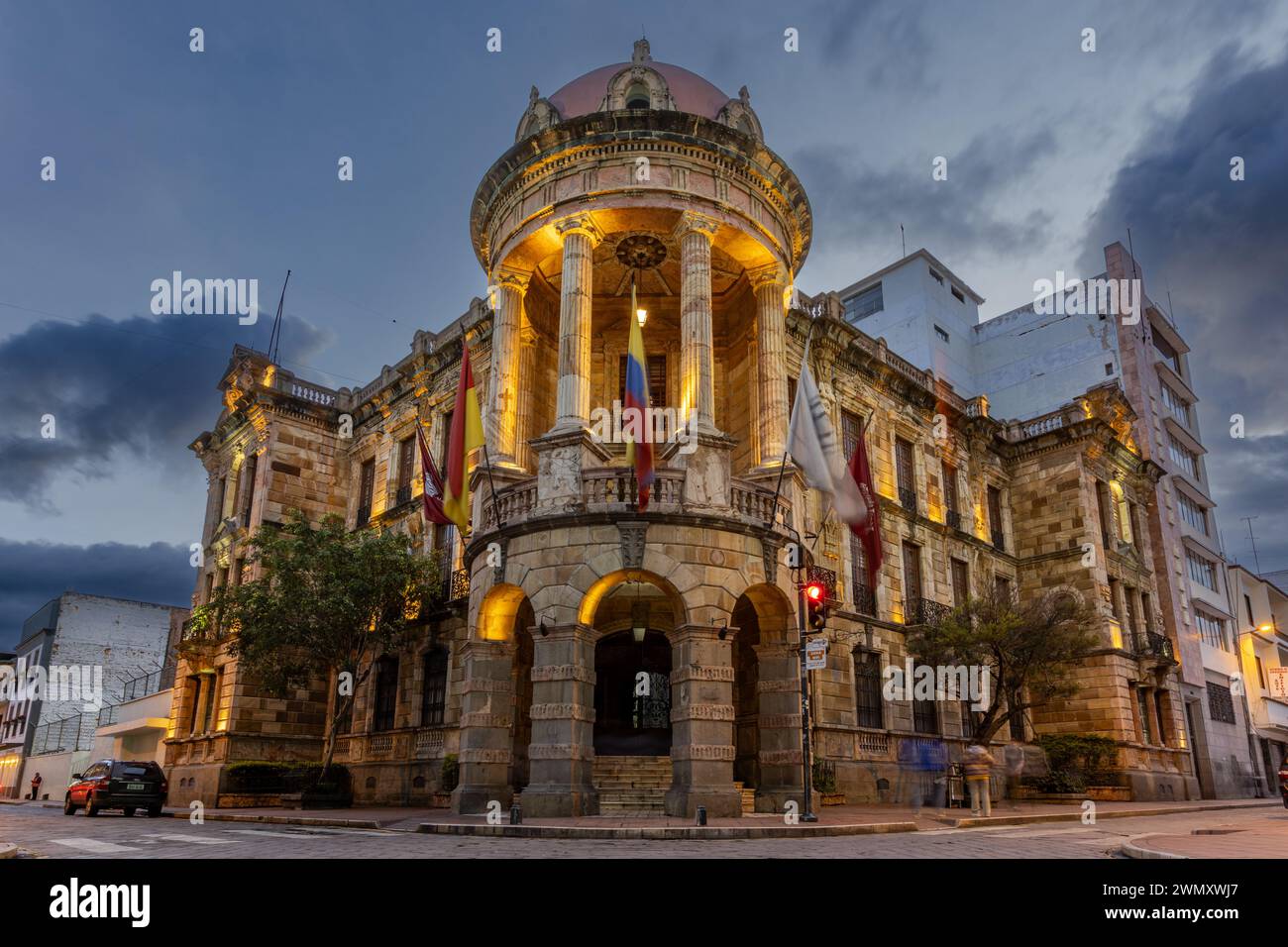 Cuenca, Ecuador - April 01, 2023: Cuenca city Hall is a three storeys ...