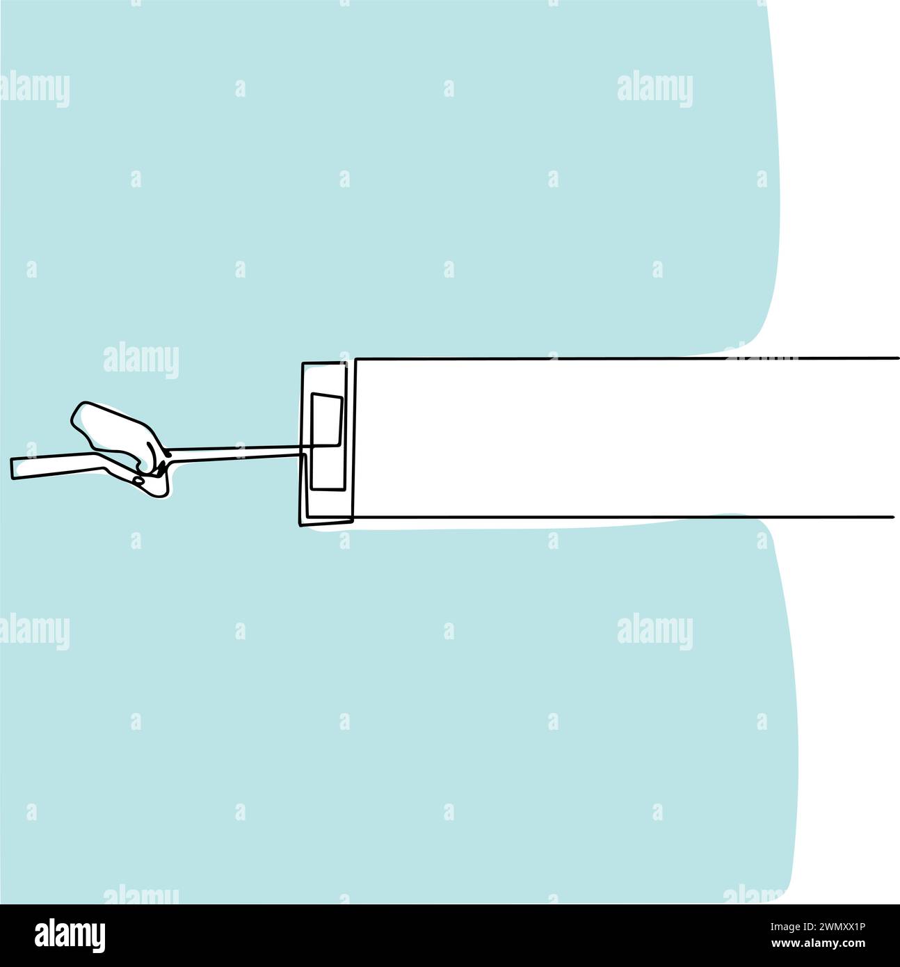 Continuous one line drawing of overhead view of a female cleaning floor ...