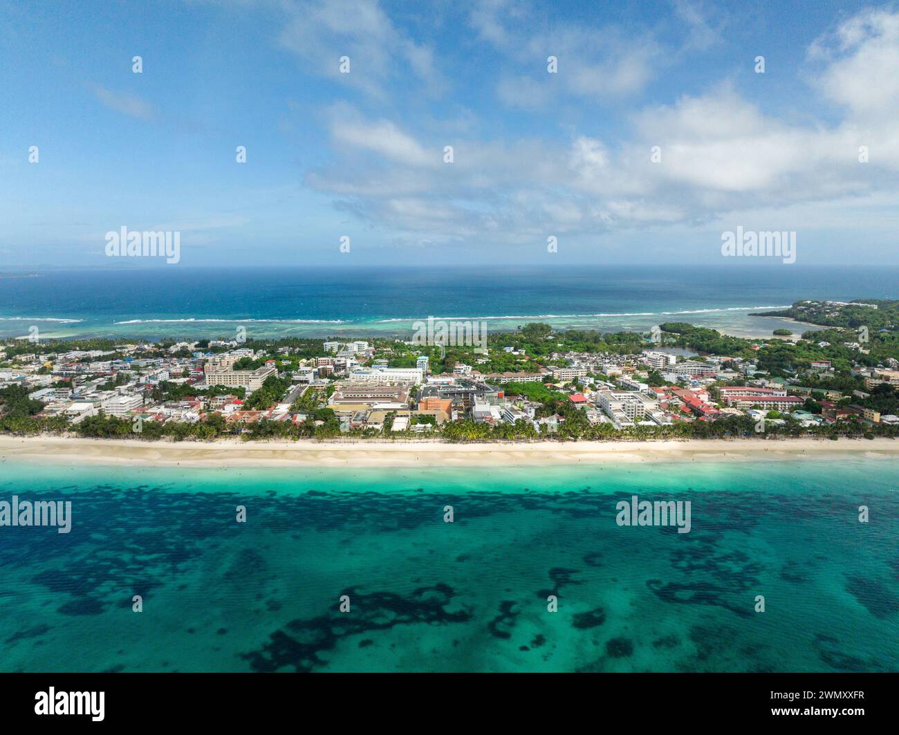 Crystal clear and azure waters and beaches with white sand. Boracay ...