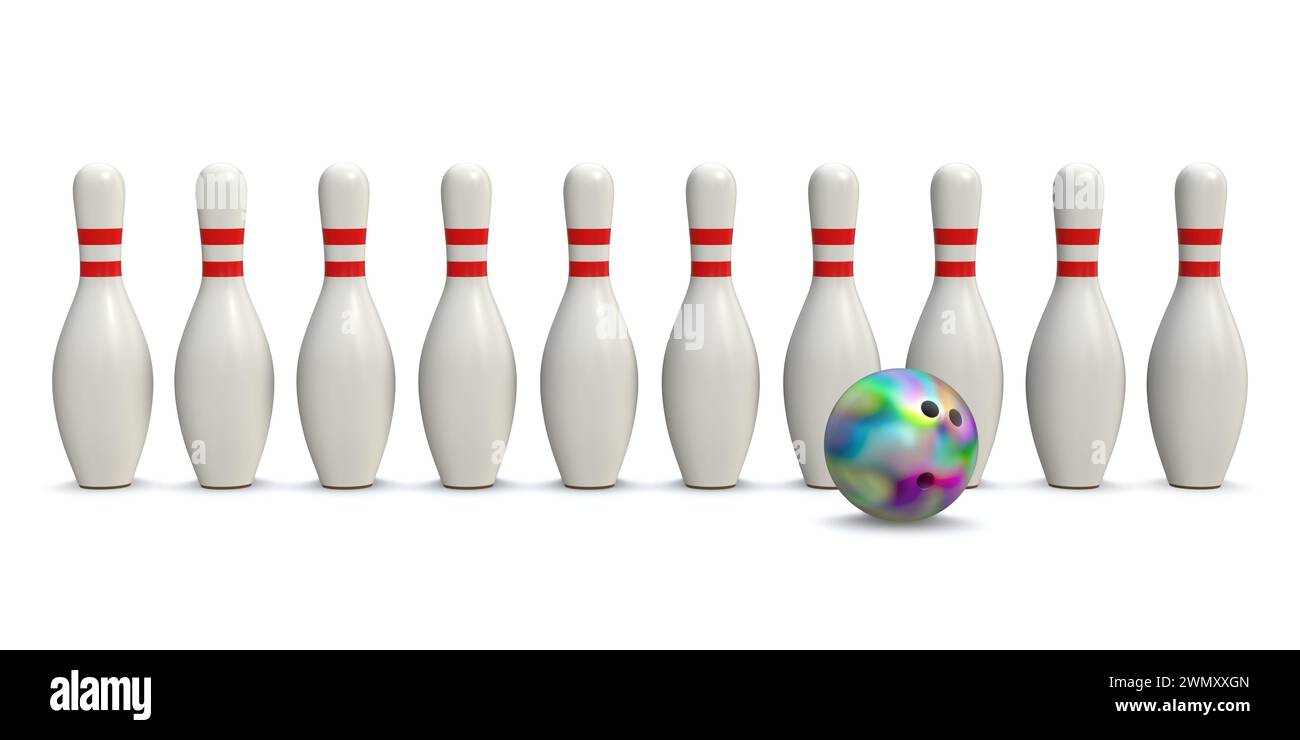Bowling Pin and Ball , This is a 3d rendered computer generated image ...