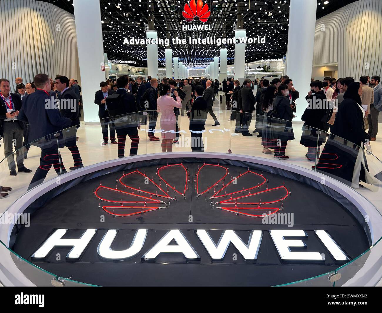 Barcelona, Spain. 28th Feb, 2024. The logo of the Chinese technology ...