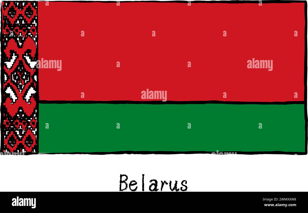 Analog hand-drawn world flag, Belarus, Vector Illustration Stock Vector ...