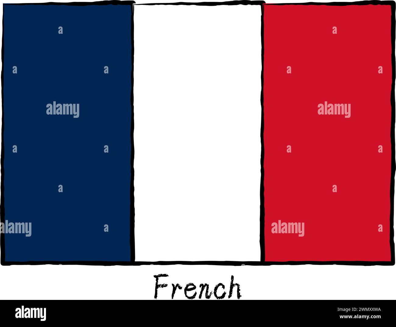 Analog hand-drawn world flag, France, Vector Illustration Stock Vector ...