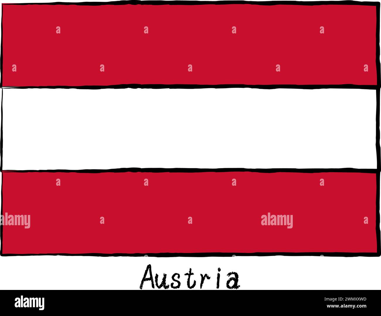 Analog hand-drawn world flag, Austria, Vector Illustration Stock Vector ...