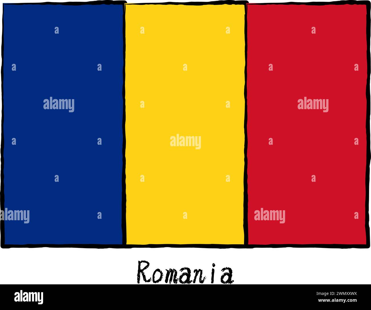 Analog hand-drawn world flag, Romania, Vector Illustration Stock Vector ...