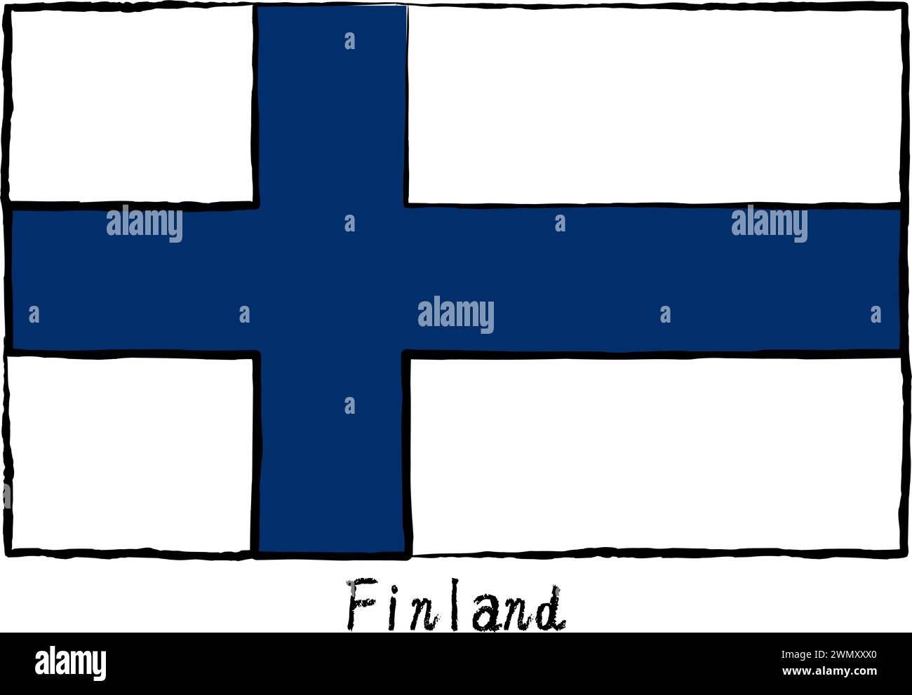 Analog hand-drawn world flag, Finland, Vector Illustration Stock Vector ...