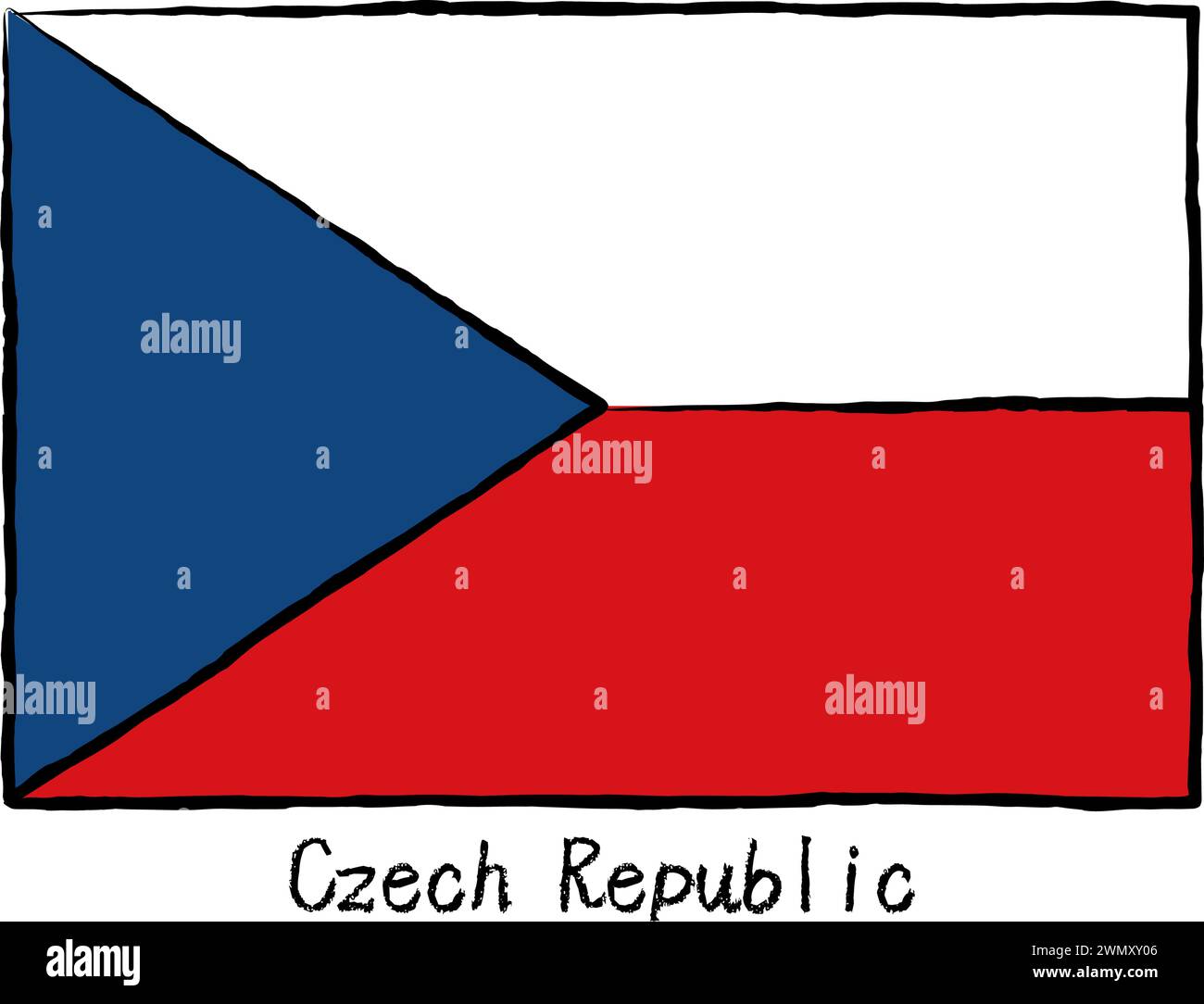 Analog hand-drawn world flag, Czech Republic, Vector Illustration Stock ...