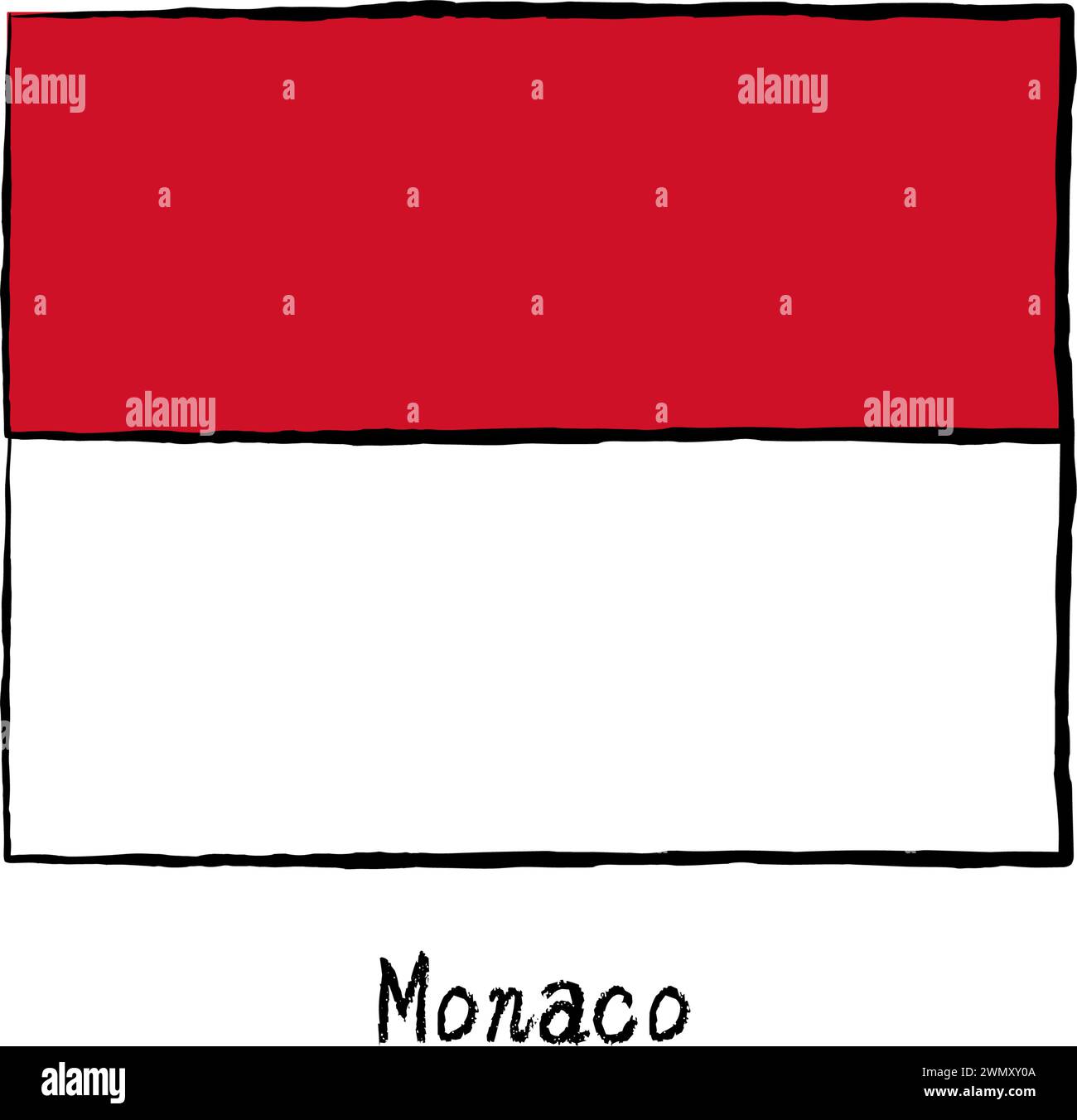 Analog hand-drawn world flag, Monaco, Vector Illustration Stock Vector ...