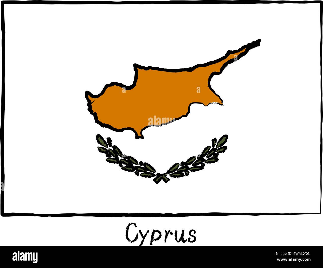 Analog hand-drawn world flag, Cyprus, Vector Illustration Stock Vector ...
