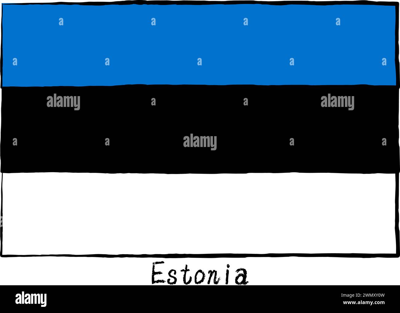 Analog hand-drawn world flag, Estonia, Vector Illustration Stock Vector ...