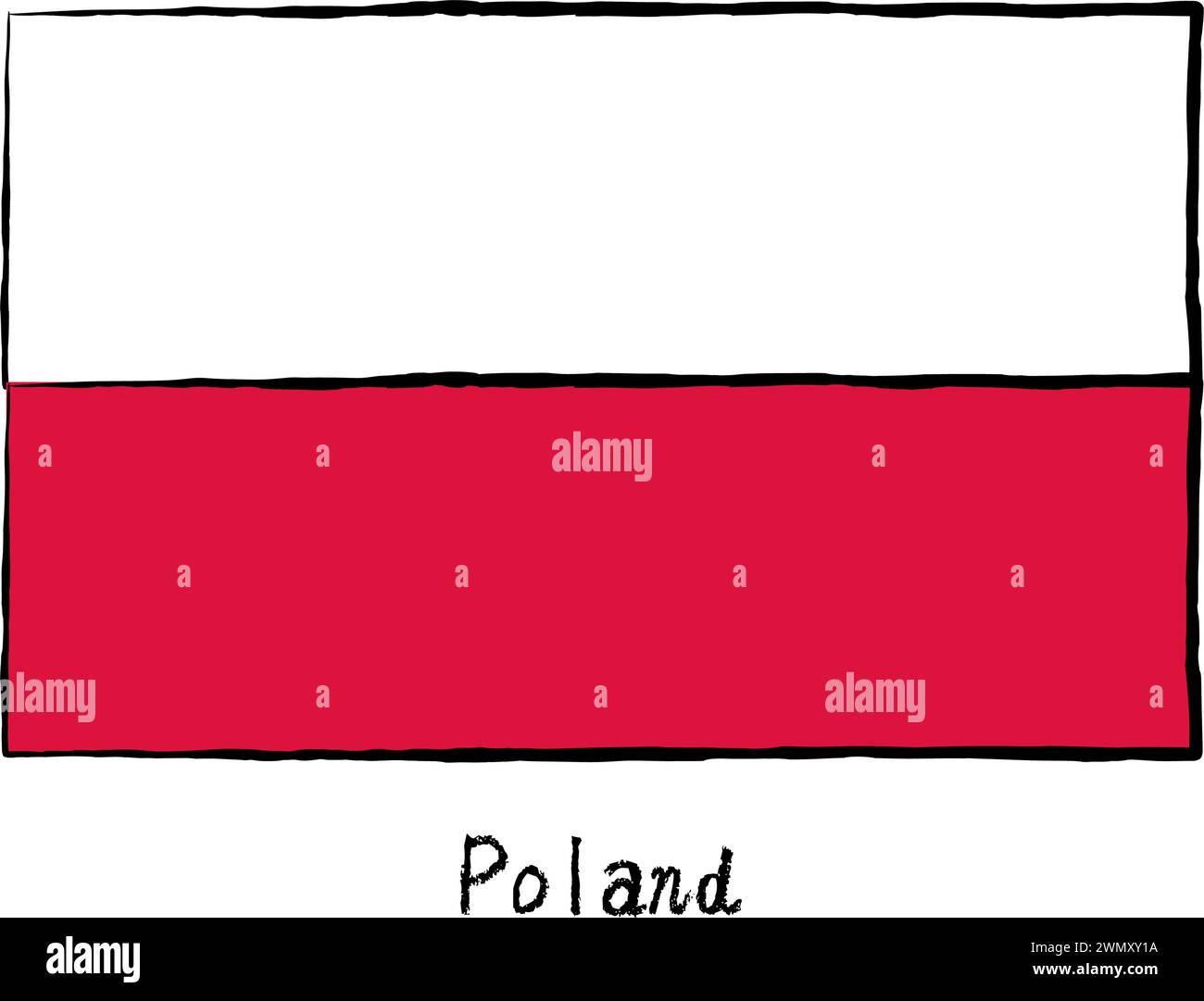 Analog hand-drawn world flag, Poland, Vector Illustration Stock Vector ...