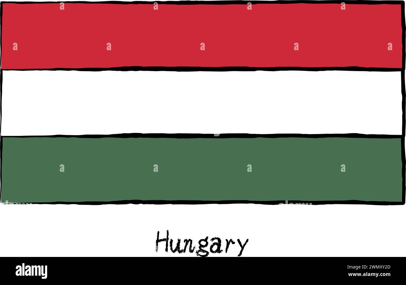 Analog hand-drawn world flag, Hungary, Vector Illustration Stock Vector ...