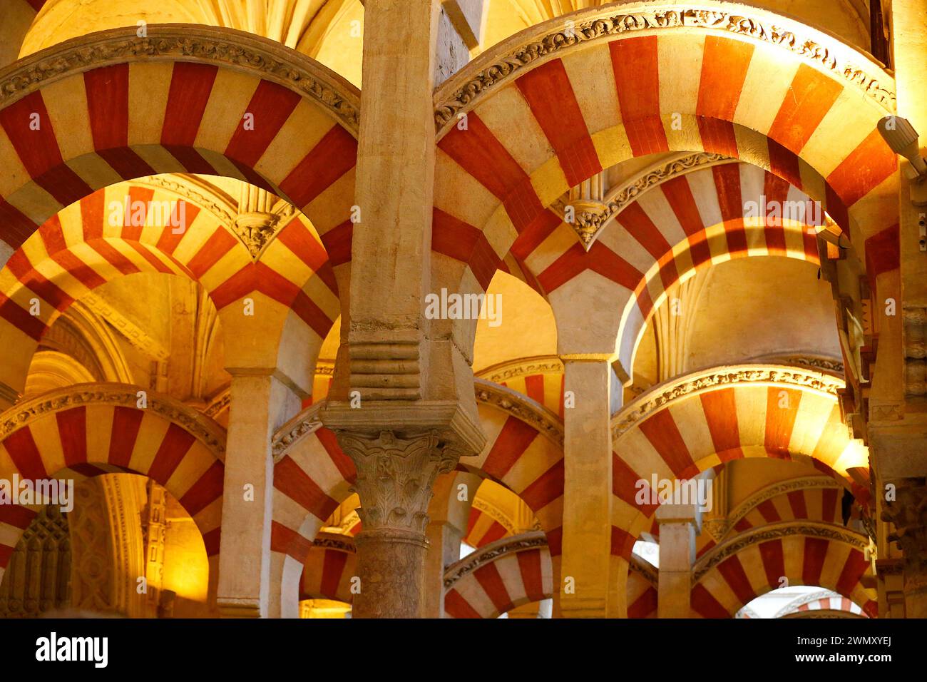 Mosque?Cathedral of Cordoba. The columns and two-tiered arches in the ...