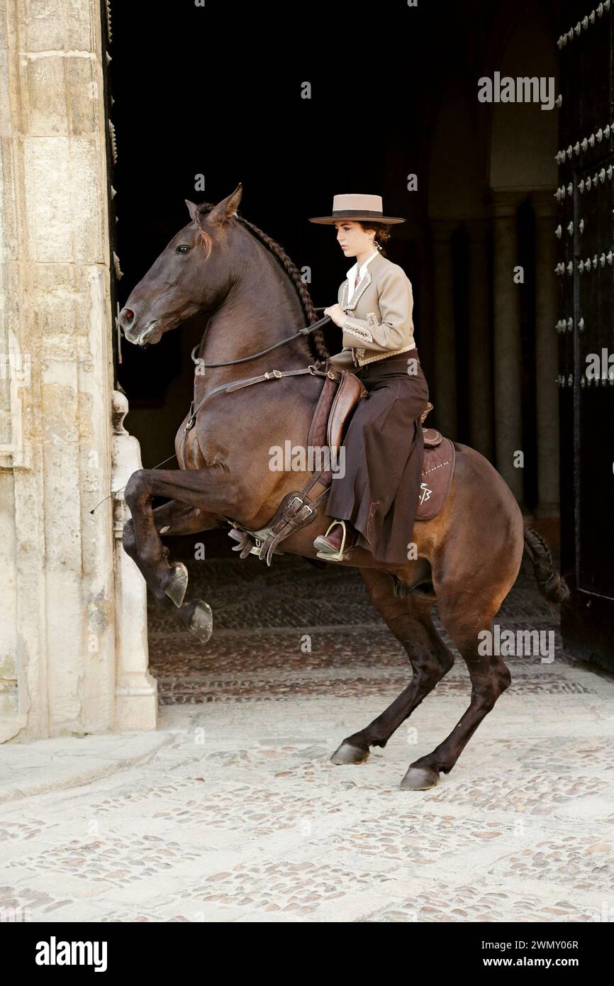 Lusitano. Kenzie Dysli on the stallion Atila showing a pesade without ...