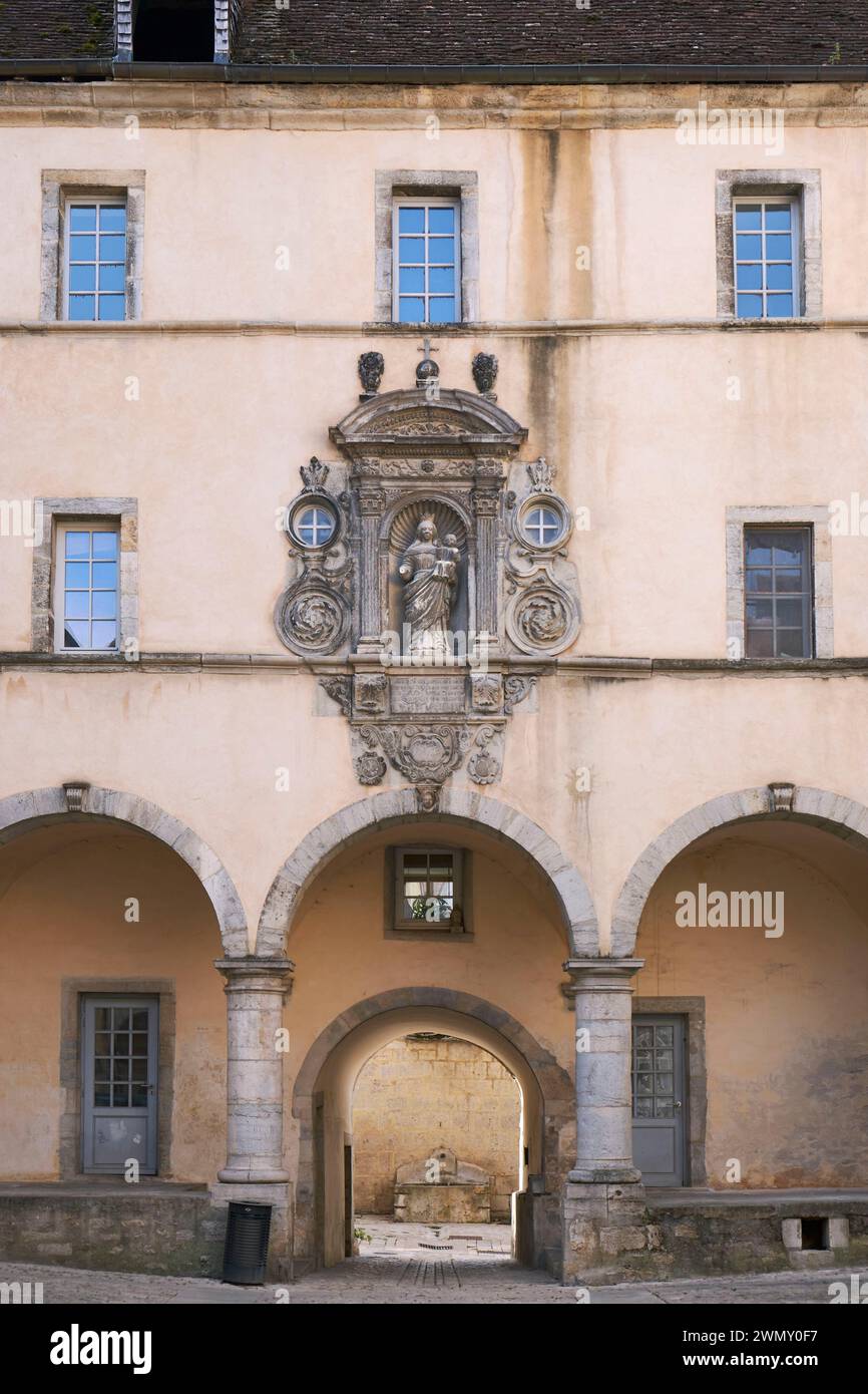 France, Jura, Poligny, Ursuline Convent, cloister courtyard, shell ...