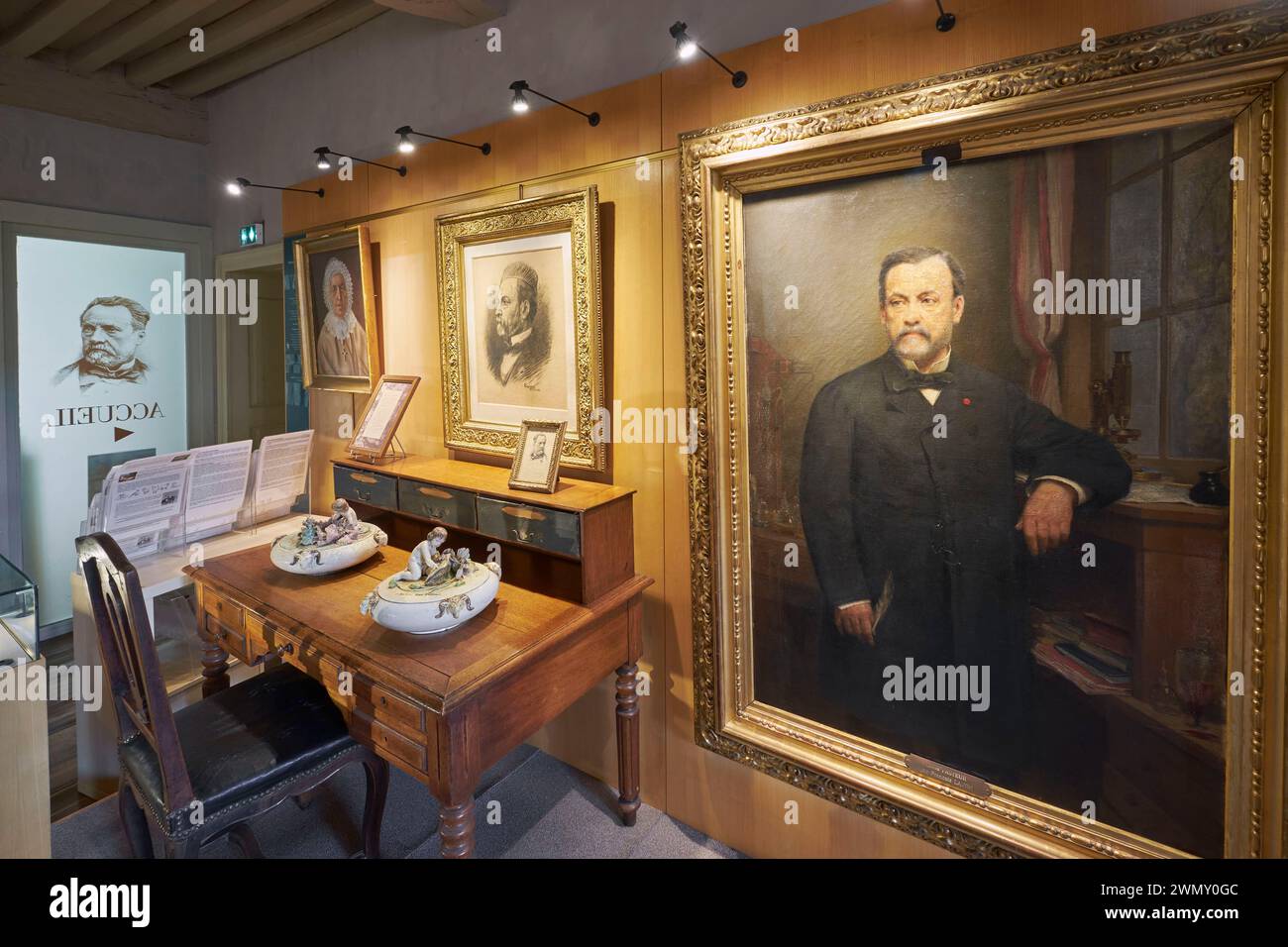 France, Jura, Dole, Louis Pasteur birthplace, portrait of Pasteur ...