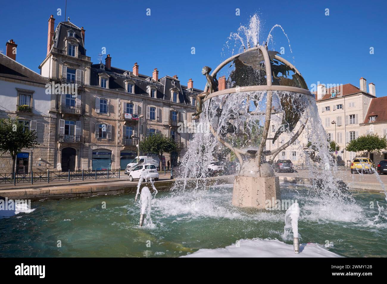 France, Jura, Dole, Place Jules Grevy, Le Doubs and Loue fountain made ...