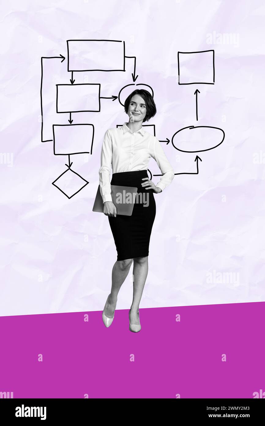 Composite image 3d magazine sketch collage of beautiful young lady ...