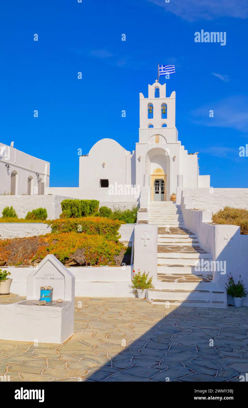 Greece, Dodecanese islands, Sifnos island, Chrisopigi Monastery Stock ...