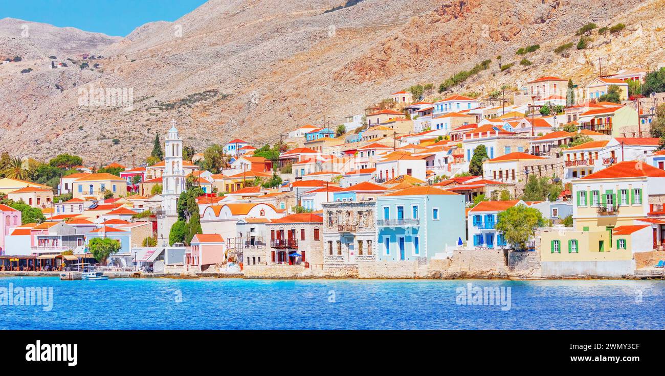 Greece, Dodecanese islands, Halki island, Emporio town Stock Photo - Alamy