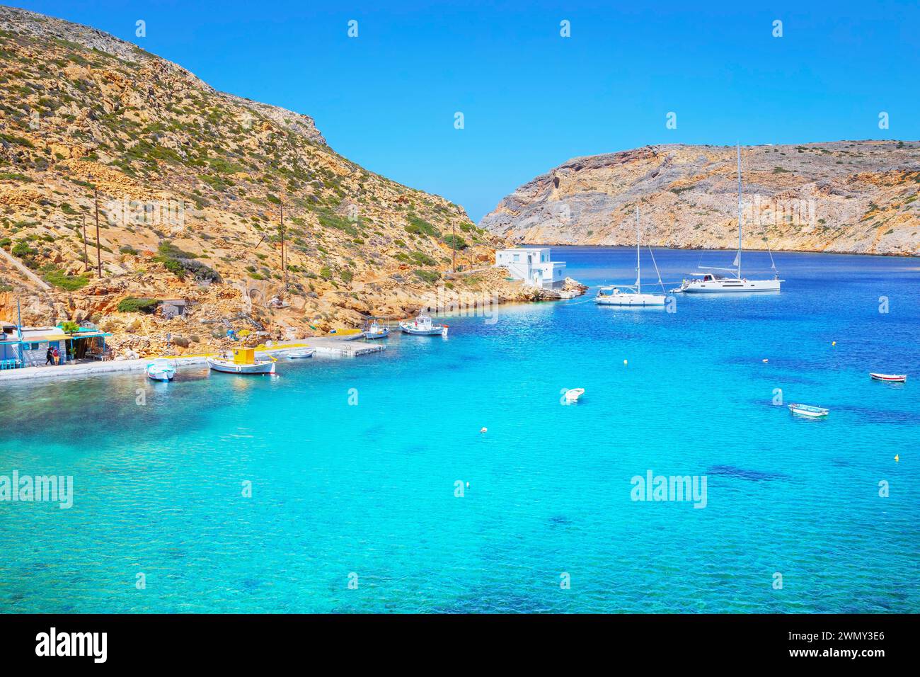 Greece, Dodecanese islands, Sifnos island, Heronissos fishing village ...