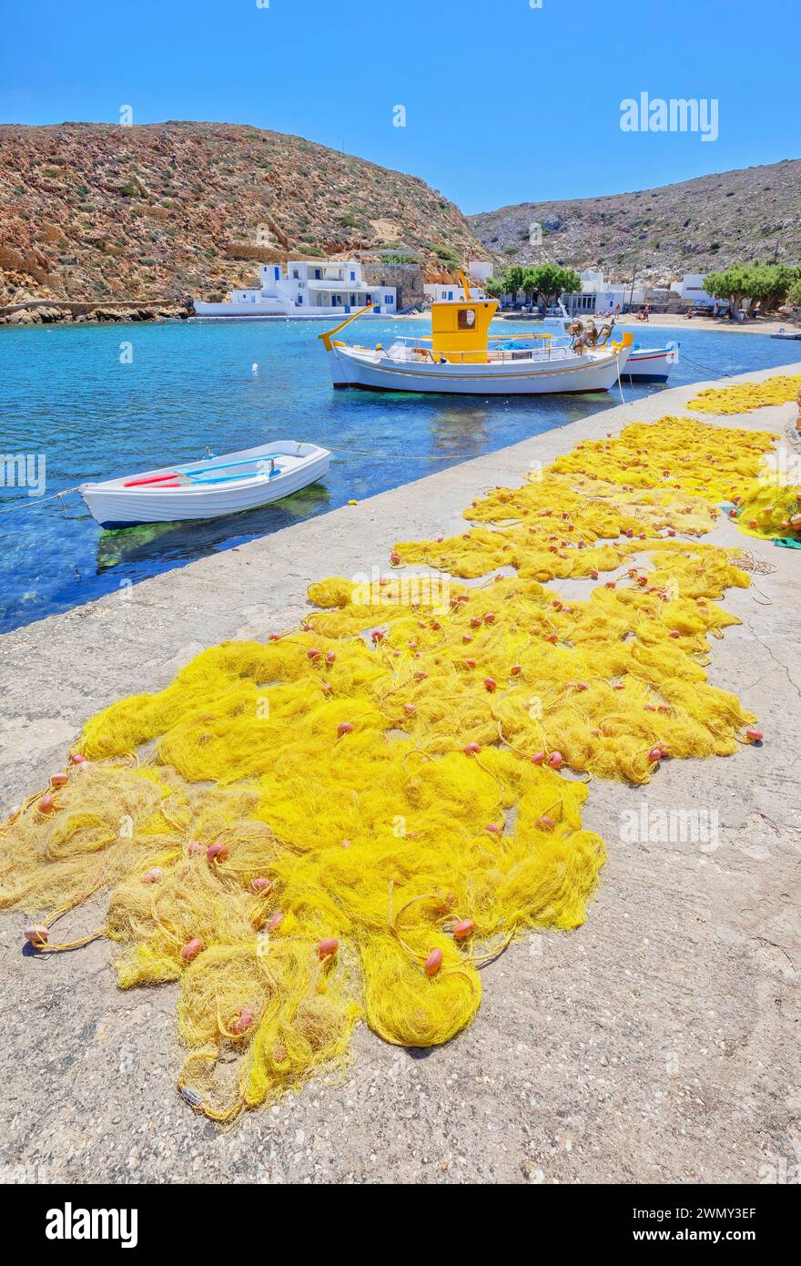 Greece, Dodecanese islands, Sifnos island, Fishing boats, Heronissos ...