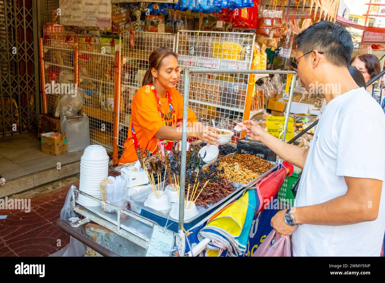 Thailand, Bangkok, Chinatown, Thanon Yaowarat street, stand selling ...