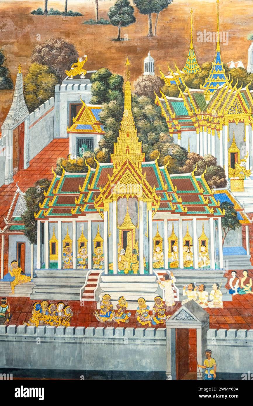 Thailand, Bangkok, the Royal Palace or Grand Palace, under the arcades ...
