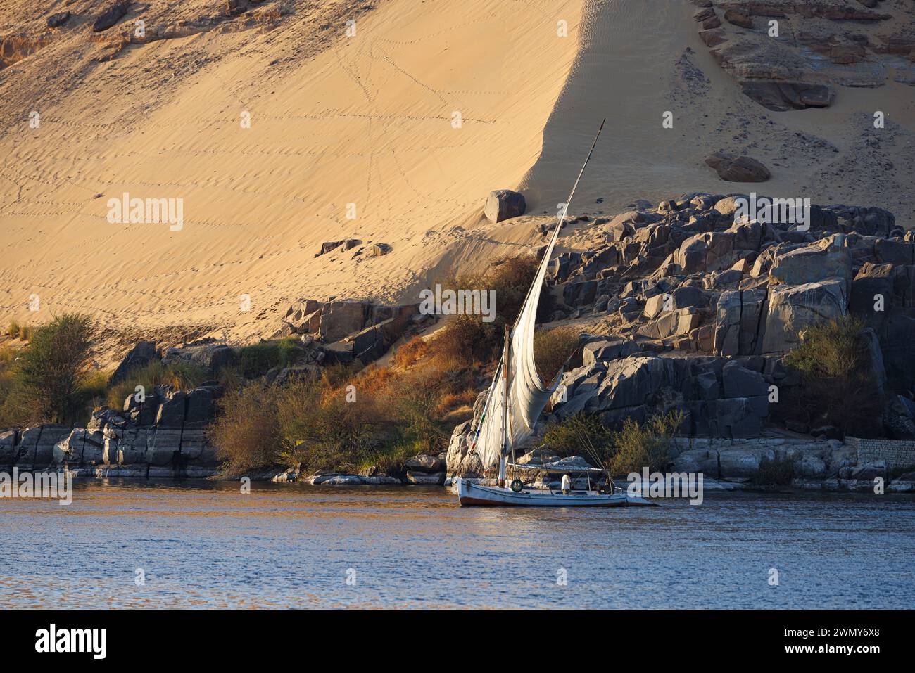 Egypt, Aswan, felucca on the Nile Stock Photo - Alamy