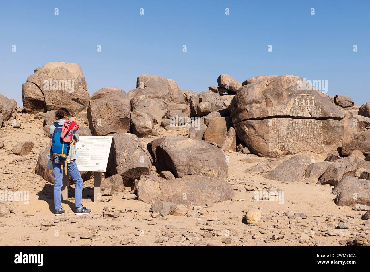Egypt, Aswan, Sehel island, the Famine Stela Stock Photo - Alamy