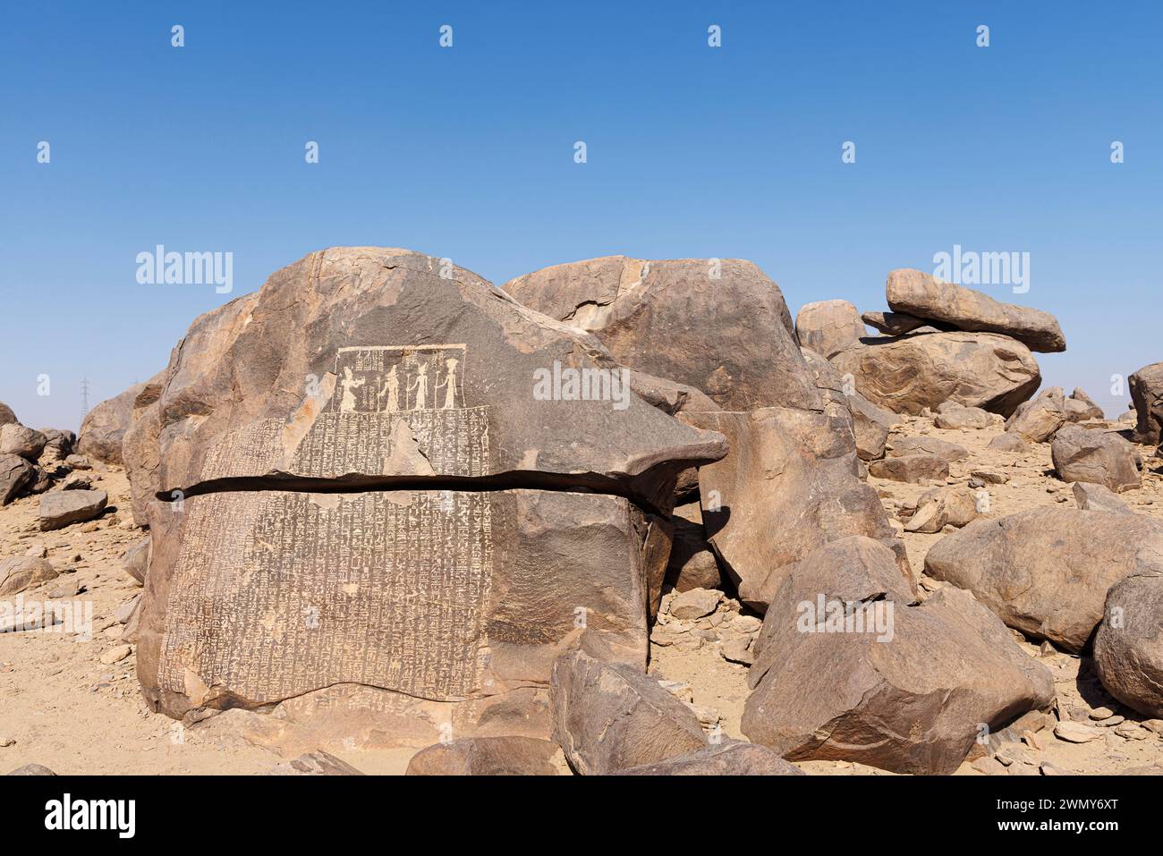 Egypt, Aswan, Sehel island, the Famine Stela Stock Photo - Alamy