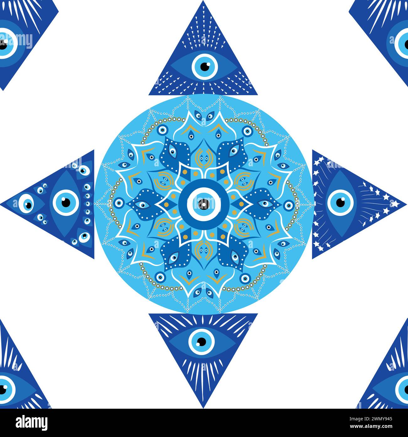 Evil eye mandala seamless pattern. Symbol of protection, Turkish ...