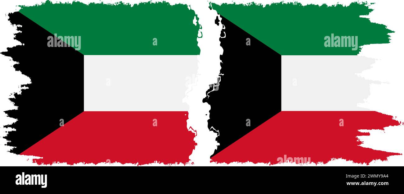 Kuwait and Kuwait grunge flags connection, vector Stock Vector Image ...
